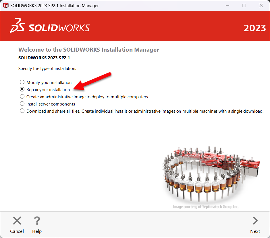 Repairing SOLIDWORKS Installation using the Installation Manager