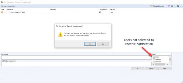 SOLIDWORKS PDM 2020 Transition Notification Warning