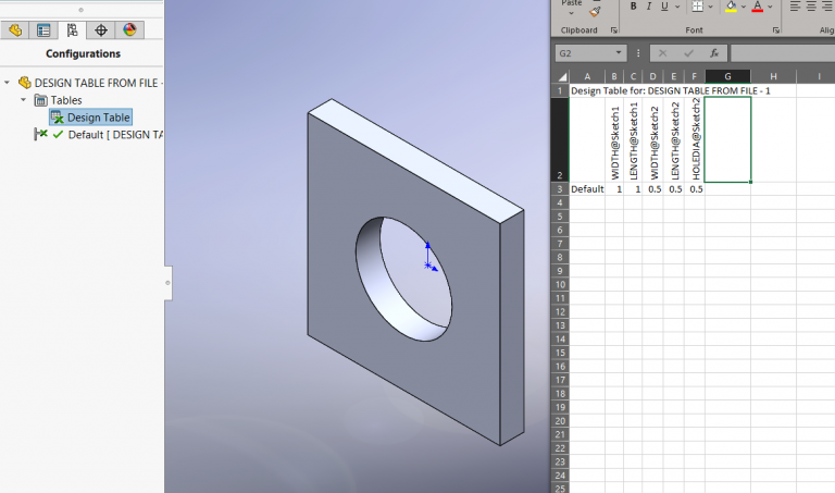 SOLIDWORKS Design Table From File