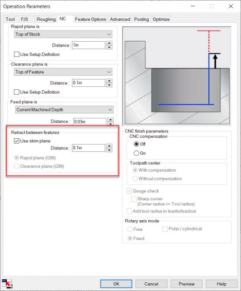 SOLIDWORKS CAM Clearance, Rapid and Feed Plane
