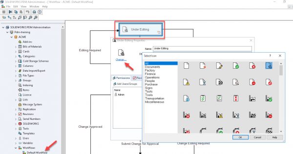 SOLIDWORKS PDM 2021 Icon Changes for Workflow and Transitions