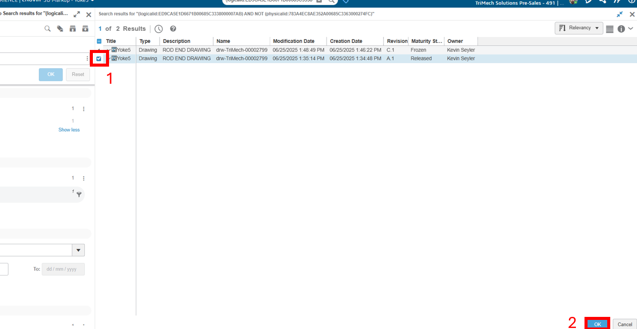 Comparing Drawing Revisions using 3DMarkup on 3DExperience