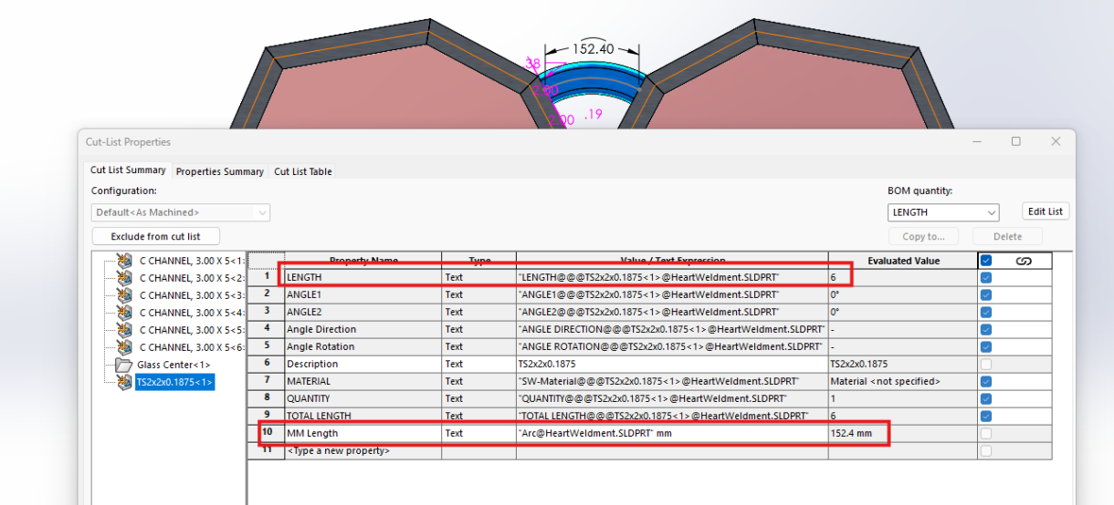 How to Show Mixed Units in a SOLIDWORKS Weldments Cut List